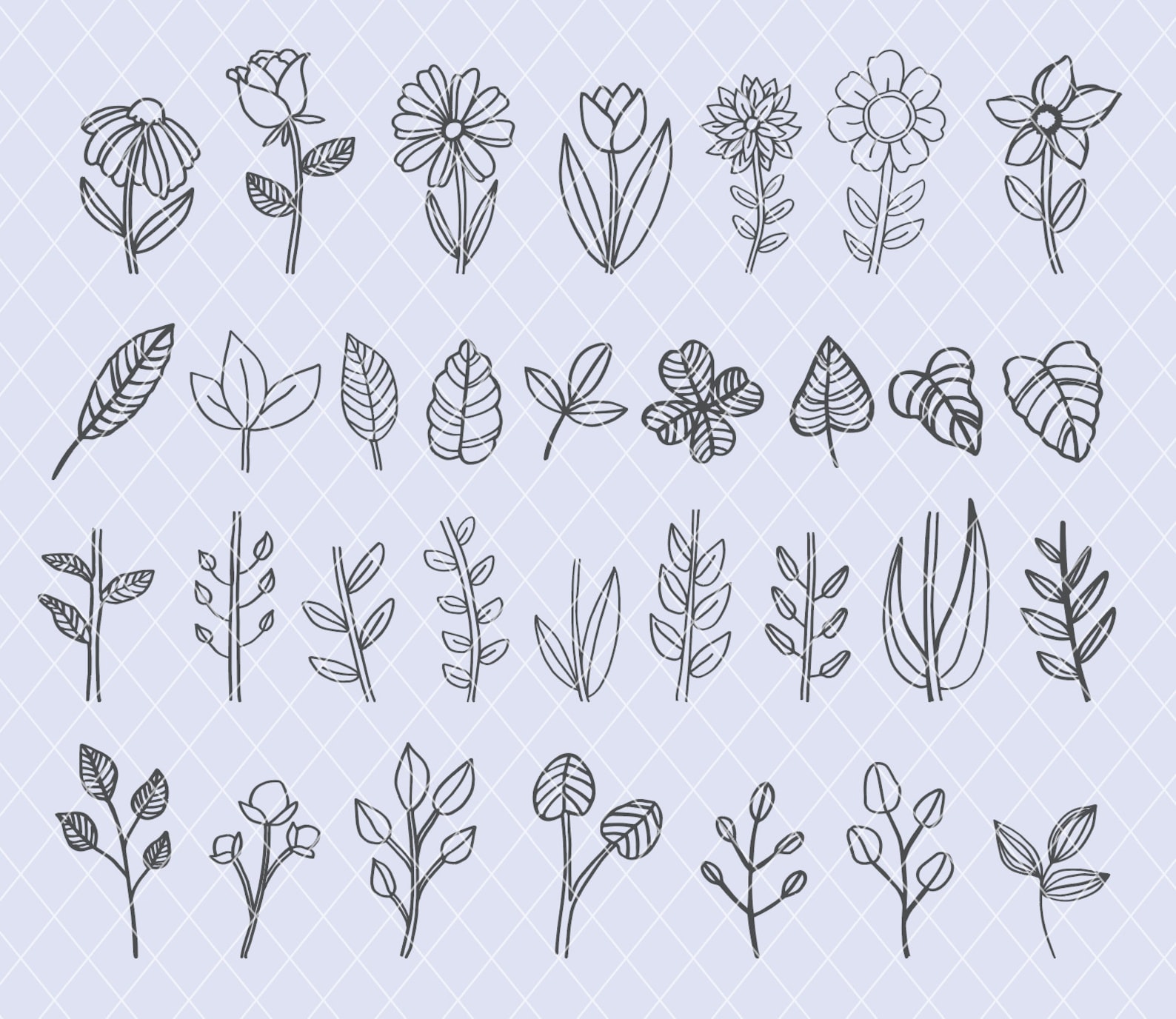 Flower SVG Floral Instant Download Botanical Leaf Branch Stem - Etsy