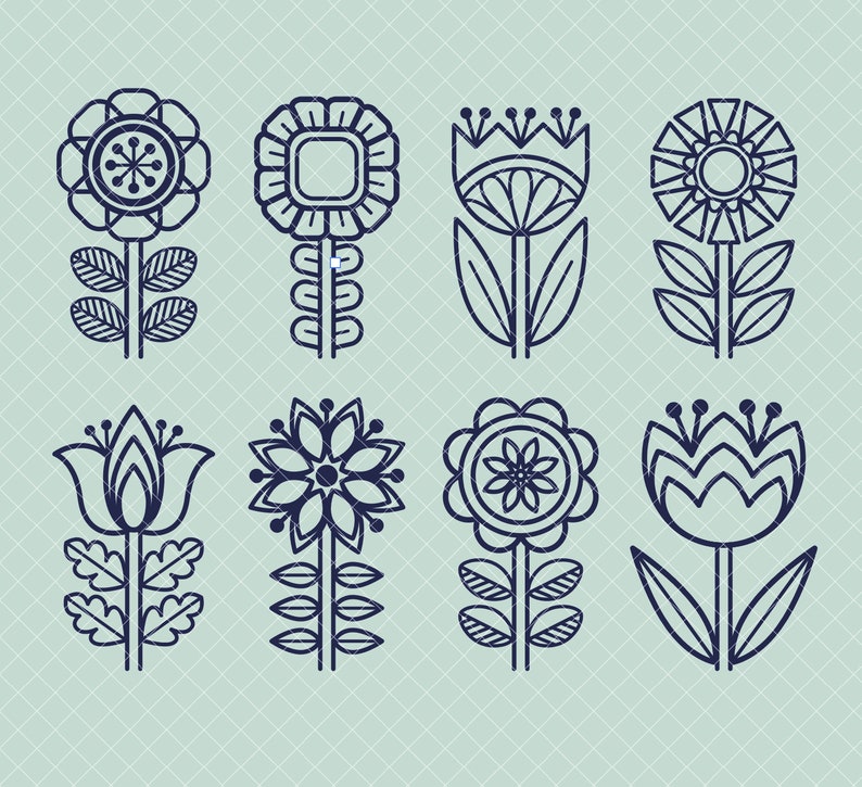 Butterfly, SVG, Floral, Flower, Folk, Botanical, Leaf, Stem, Diy ...