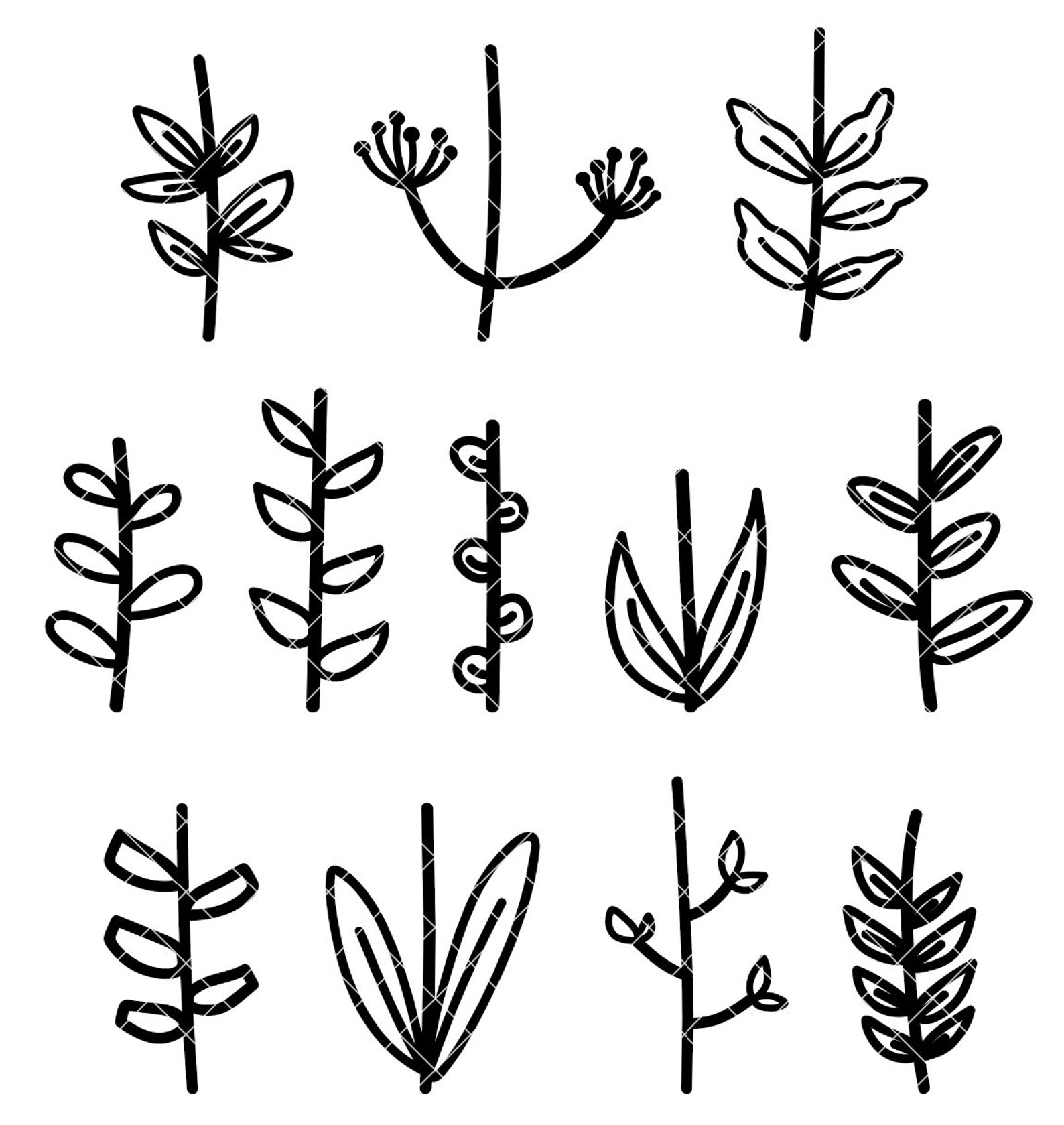 Flower SVG Floral Botanical Leaf Branch Stem Bough Mega Diy | Etsy
