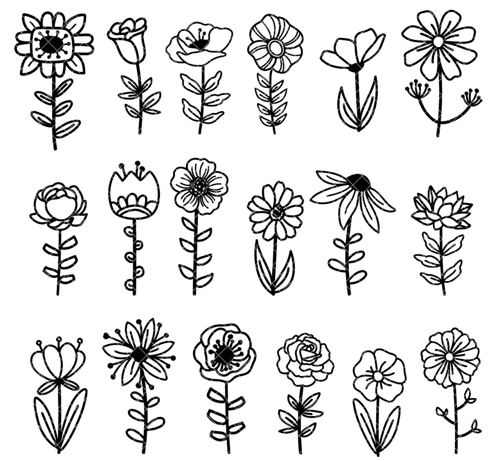 Flower SVG Floral Botanical Leaf Branch Stem Bough Mega Diy - Etsy