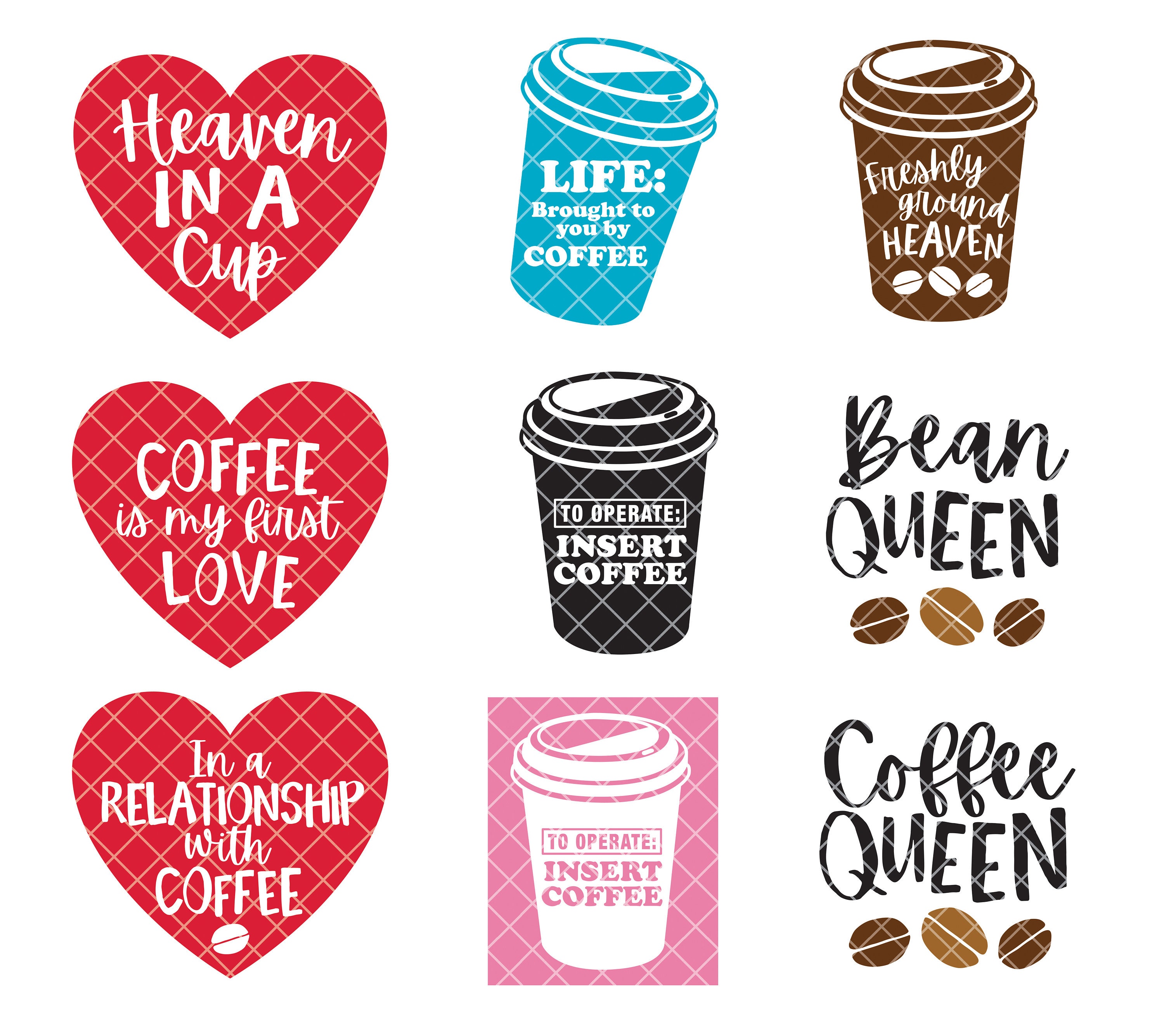 Coffee Svg Phrase Mega Cut File Png Dxf Clip Art Etsy Canada
