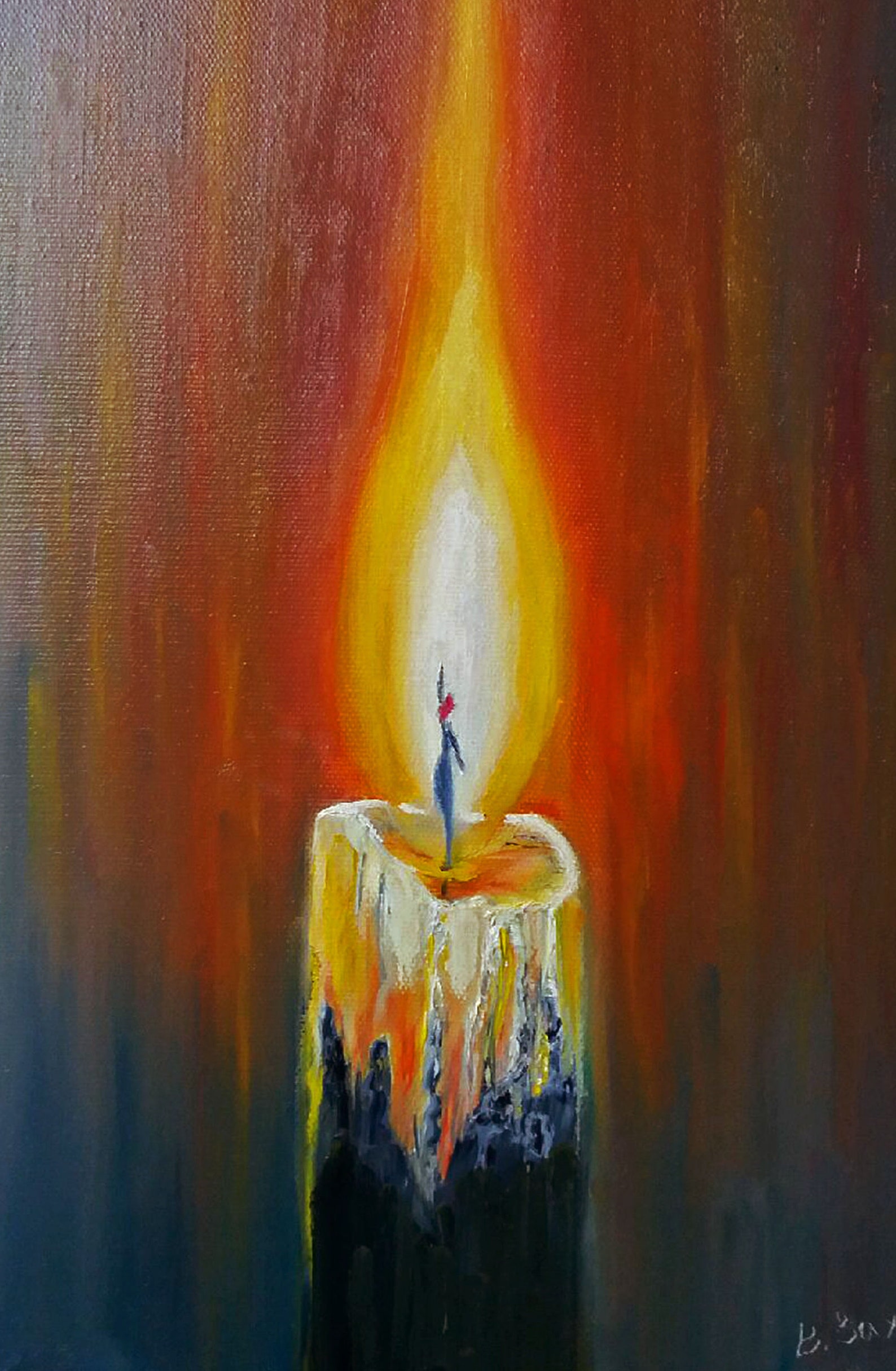 Candle painting. Burning candle painting. Original Oil | Etsy