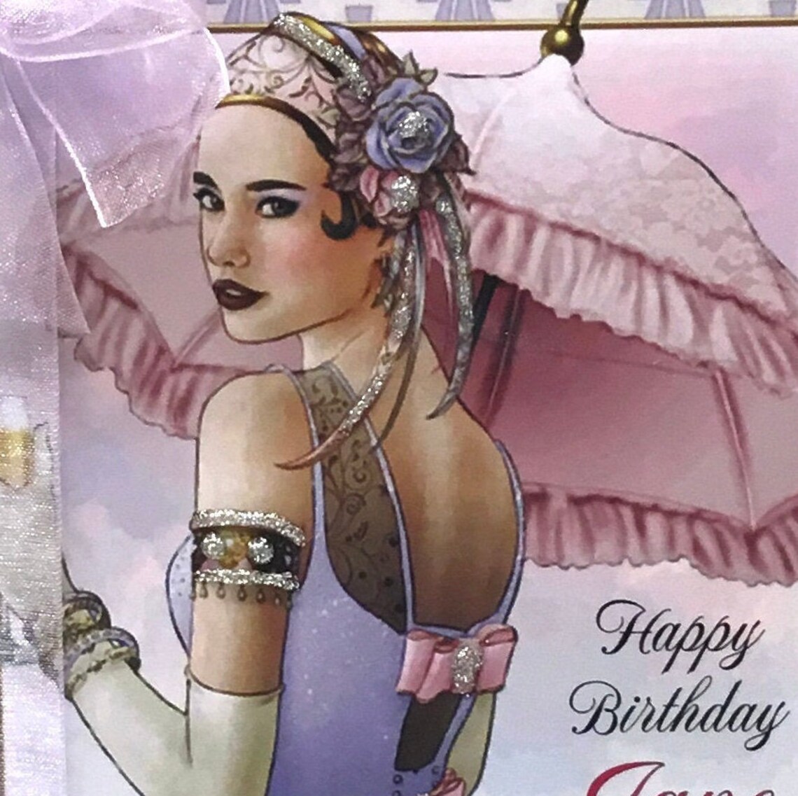 Birthday Art Deco Lady Cards Personalised Art Deco Etsy Uk