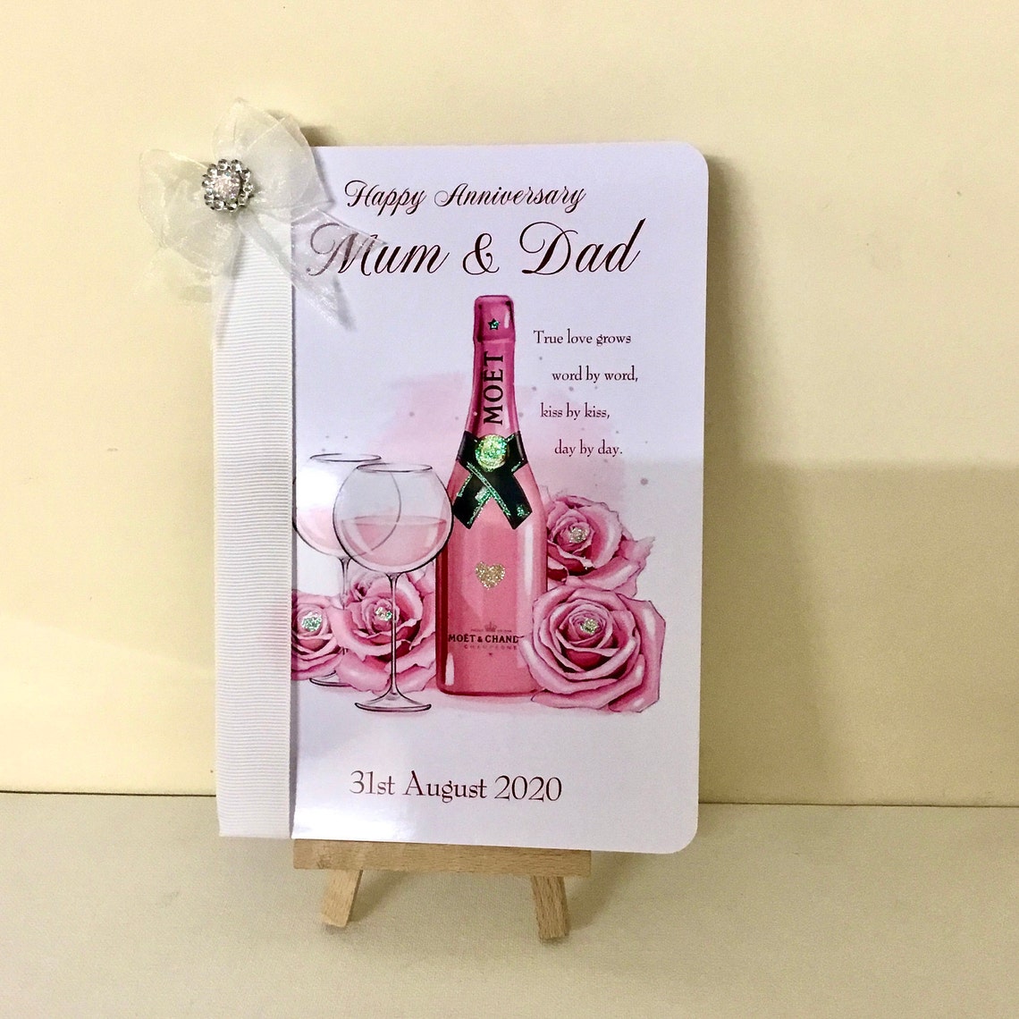 Pink Champagne Anniversary Cards/ Ideal for Family or - Etsy UK