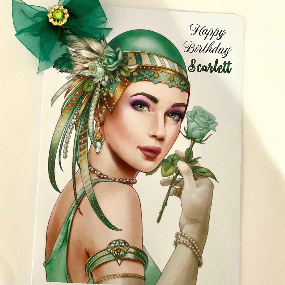 Birthday cards/Personalised stunning deco cards/art deco lady | Etsy