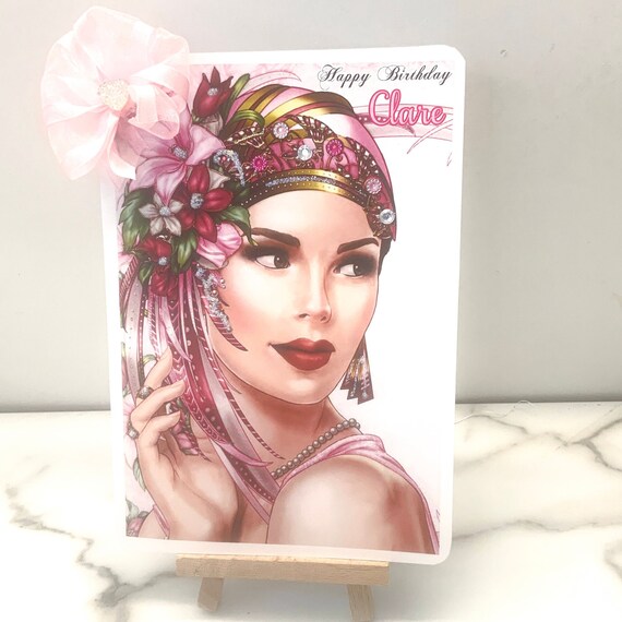 Personalised Birthday Card Art Deco Greeting Card Any Age Etsy