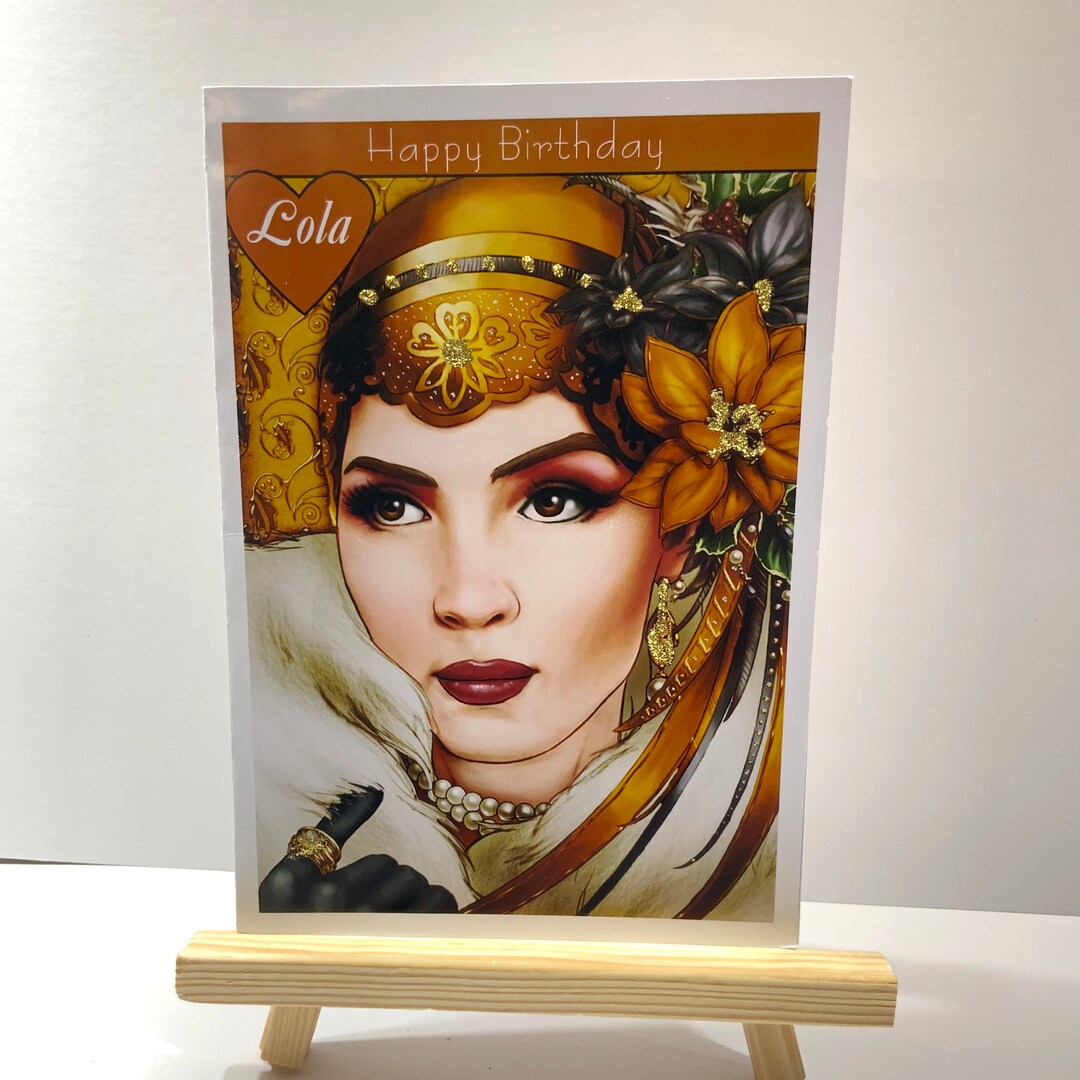 Art Deco Lady Birthday Cardspersonalised Cardsart Deco Lady Etsy Uk