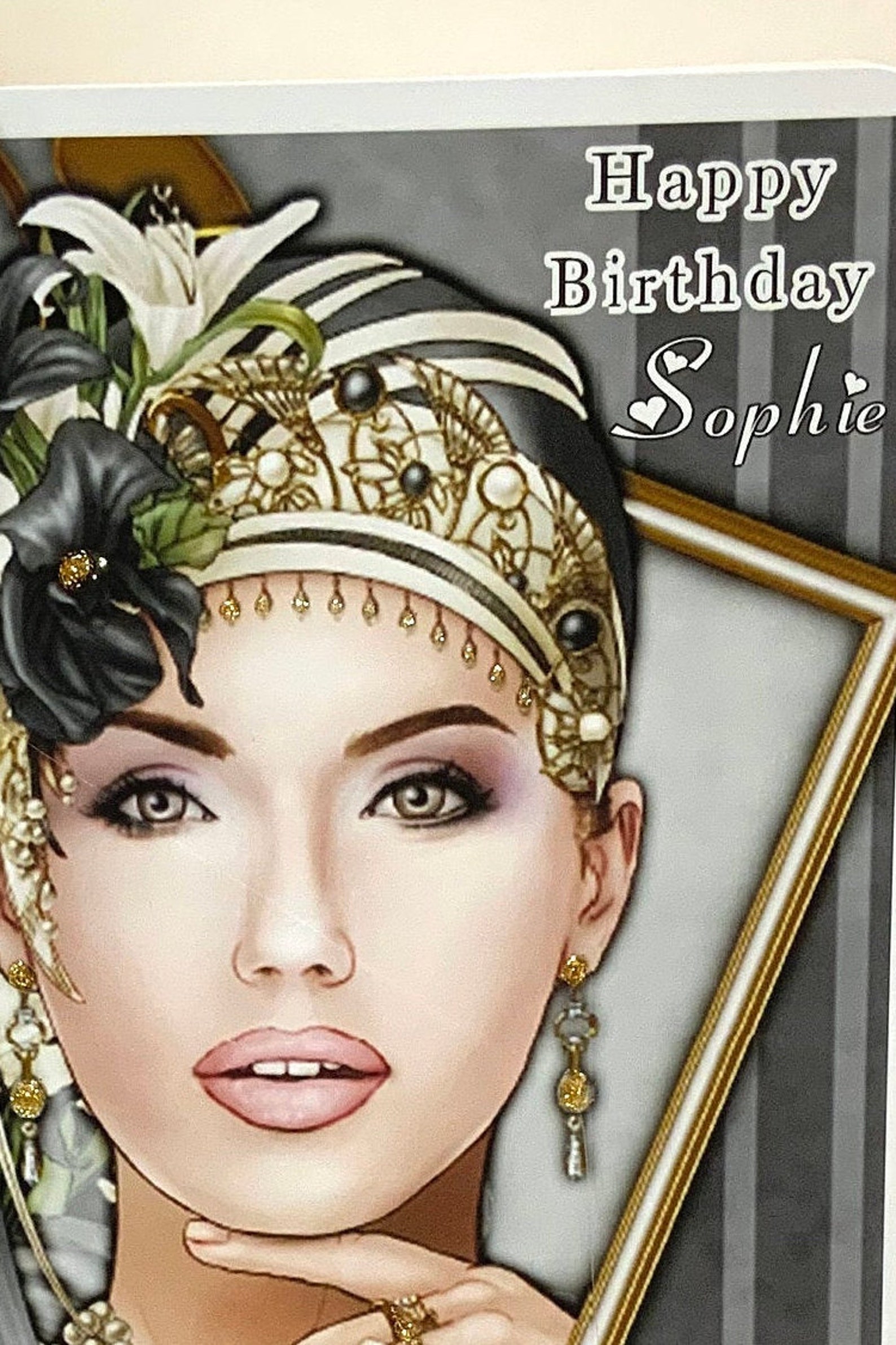 Personalised Female Birthday Art Deco Lady Card Art Decofor Etsy