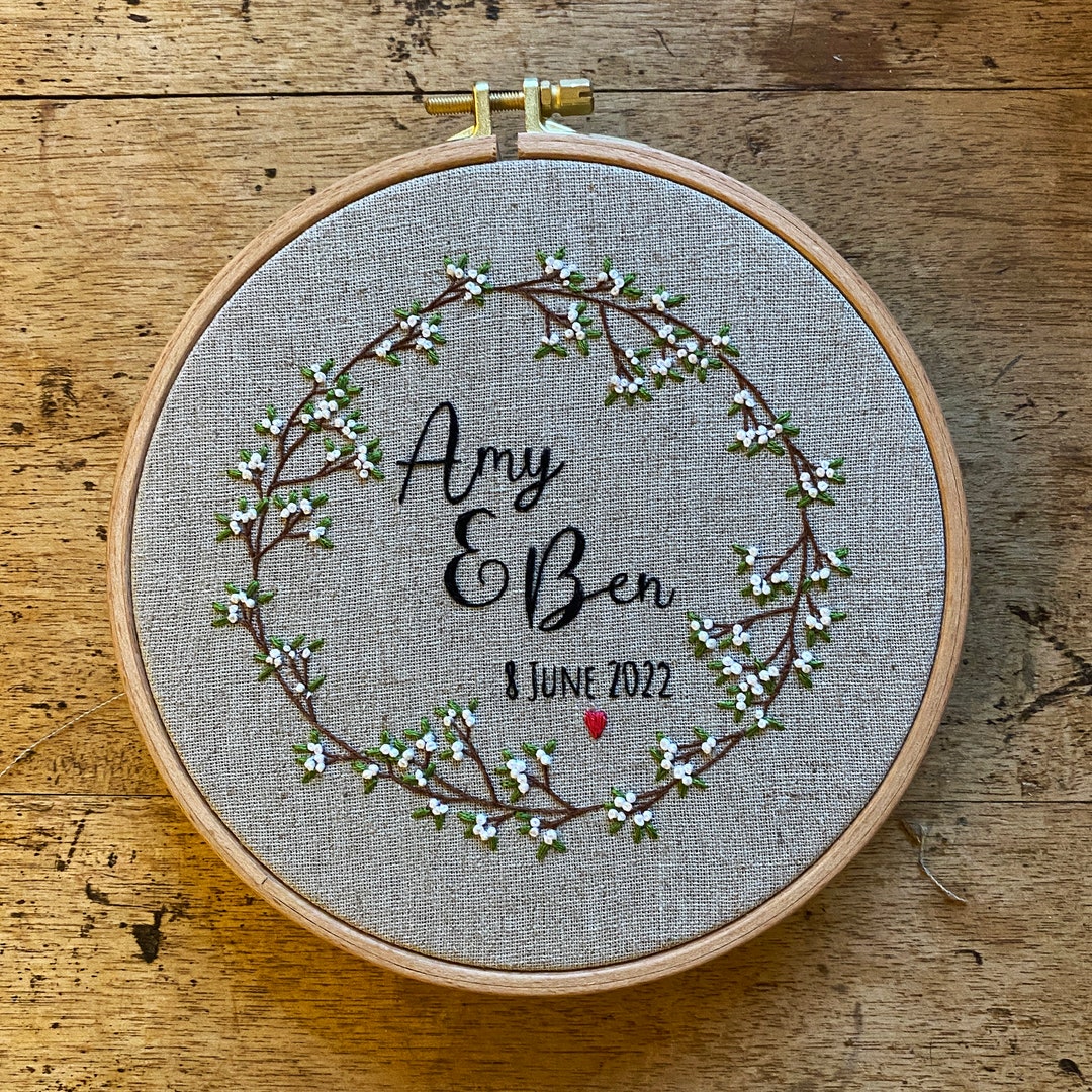 Personalized Wedding Embroidery Kit: Full Color Pre-printed Pattern - Etsy