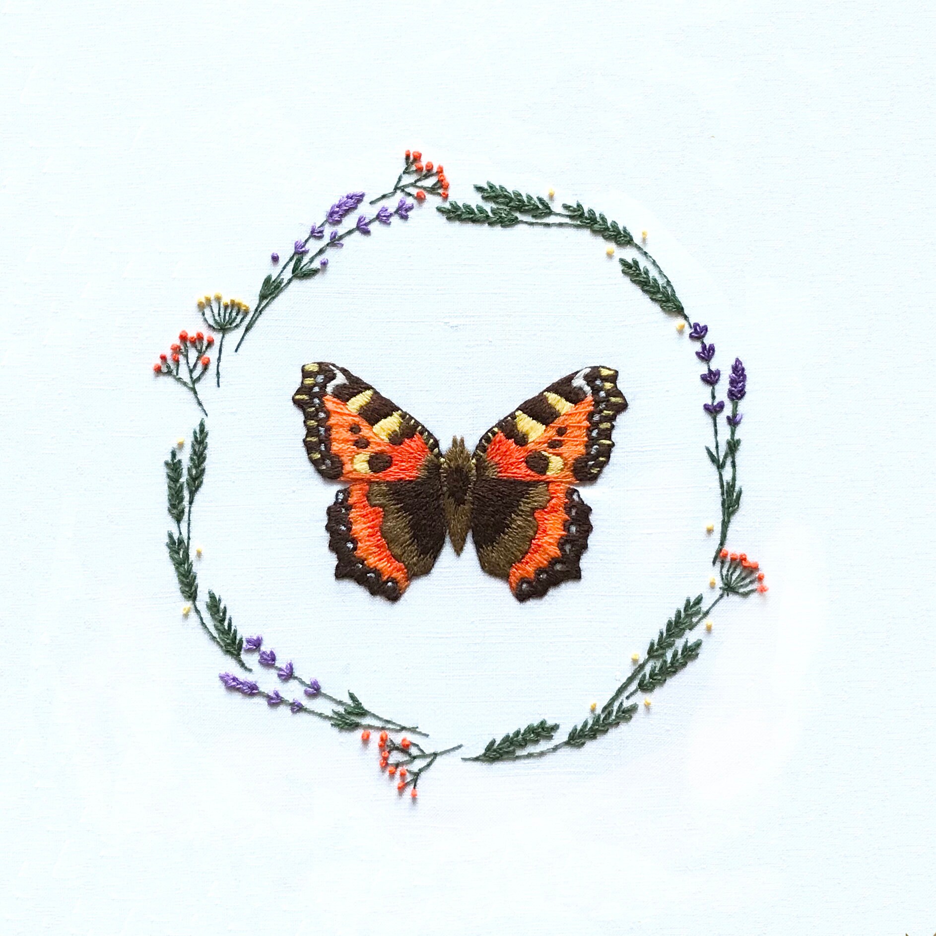 Tortoiseshell Butterfly Embroidery Pattern Fabric Pack, Fabric and ...