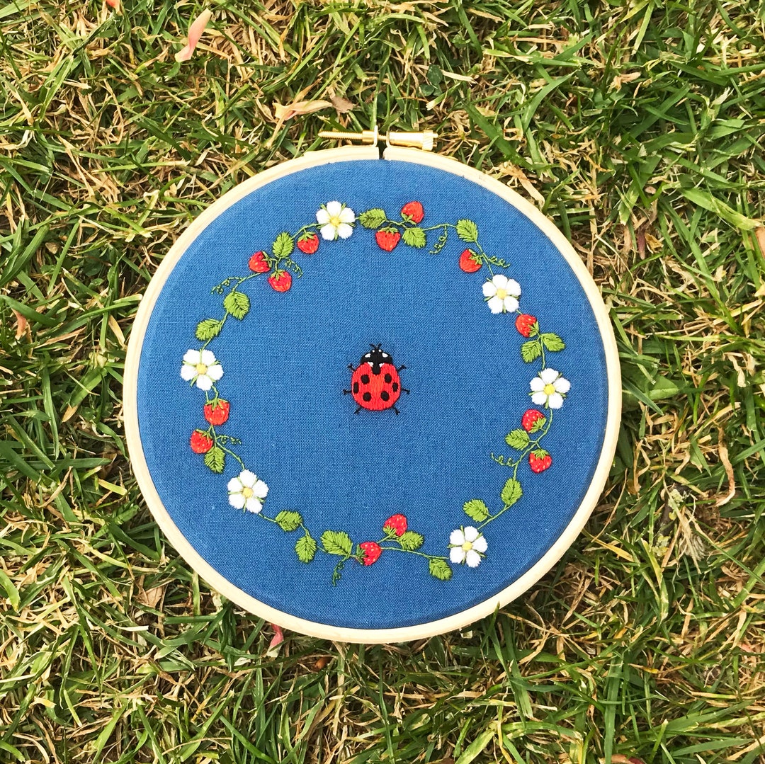 Ladybird With Strawberries Embroidery Pattern DOWNLOAD | Downloadable ...