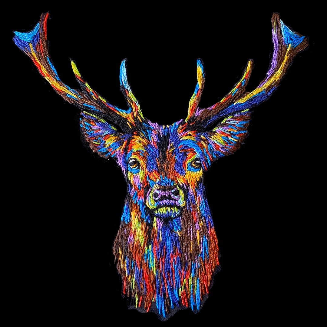 Stag Embroidery Kit: Rainbow Animal, Modern Beginner Craft - Etsy