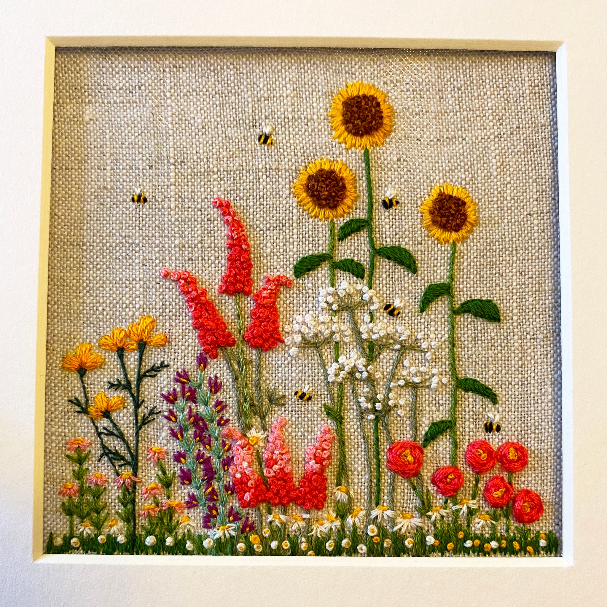 English Cottage Garden With Bees Embroidery Pattern Fabric - Etsy