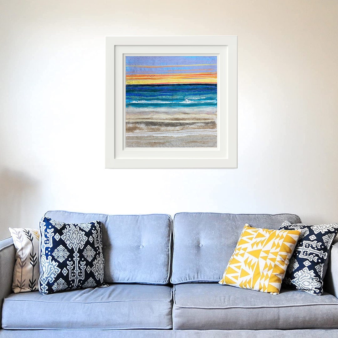 Original Textile Sunset Art, Textile Art, Original Art, Fabric Collage ...