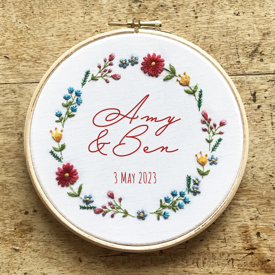 NEW Wedding or New Baby Floral Border Embroidery Kit | Personal Message ...