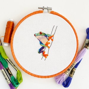 Tree Frog Embroidery Kit: Beginner Sewing Project - Etsy