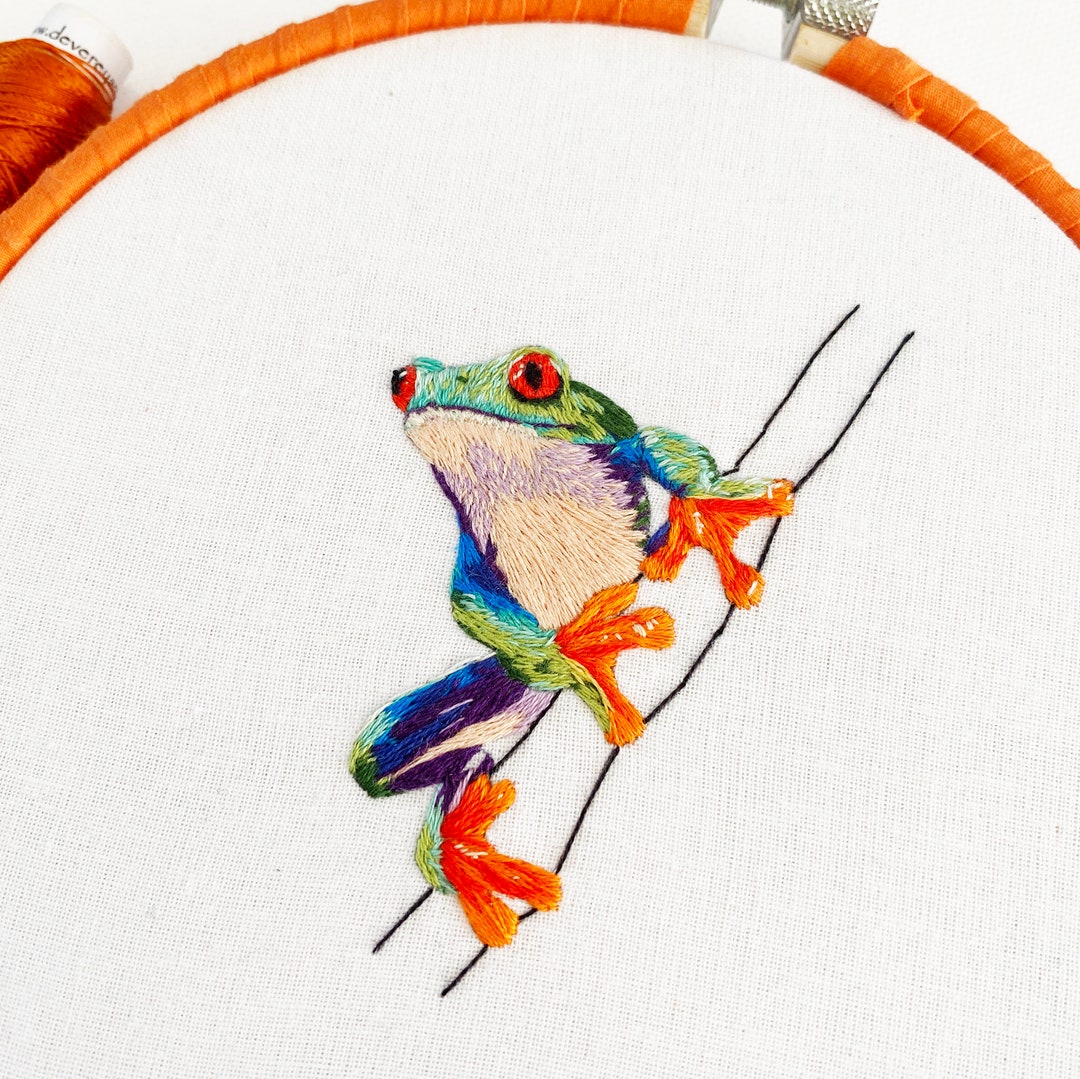 Tree Frog Embroidery Kit: Beginner Sewing Project - Etsy
