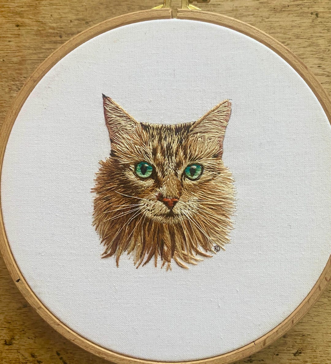 Original Hand Embroidered Cat Face - Etsy