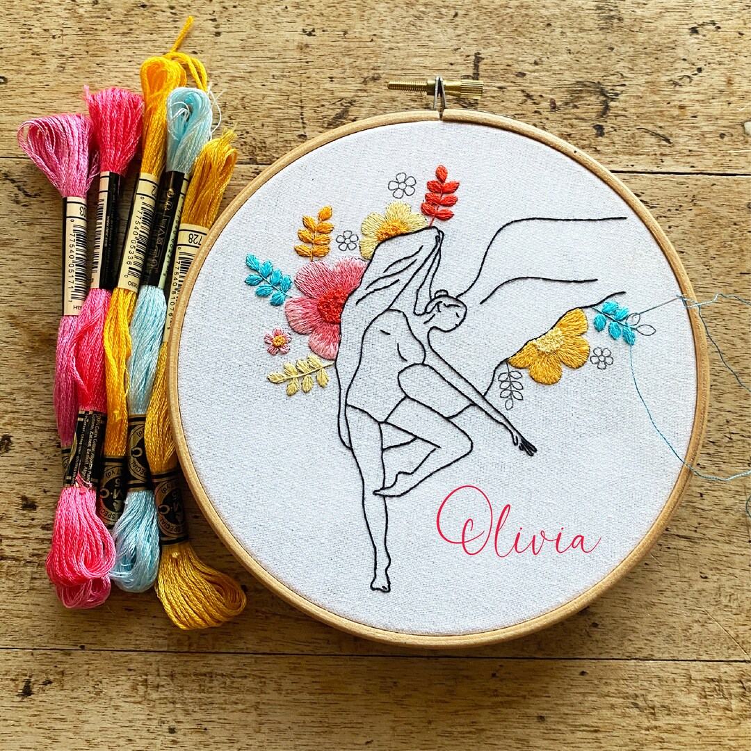 Personalized Ballet Dancer Embroidery Kit: Flowers, Beginner Friendly ...