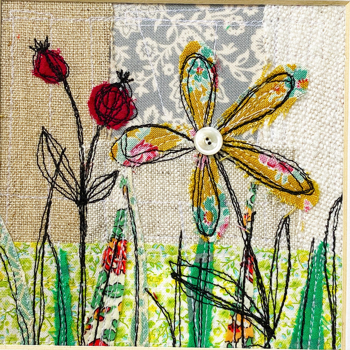 Flowers Embroidery & Appliqué Kit: Slow Stitching Plant Art - Etsy