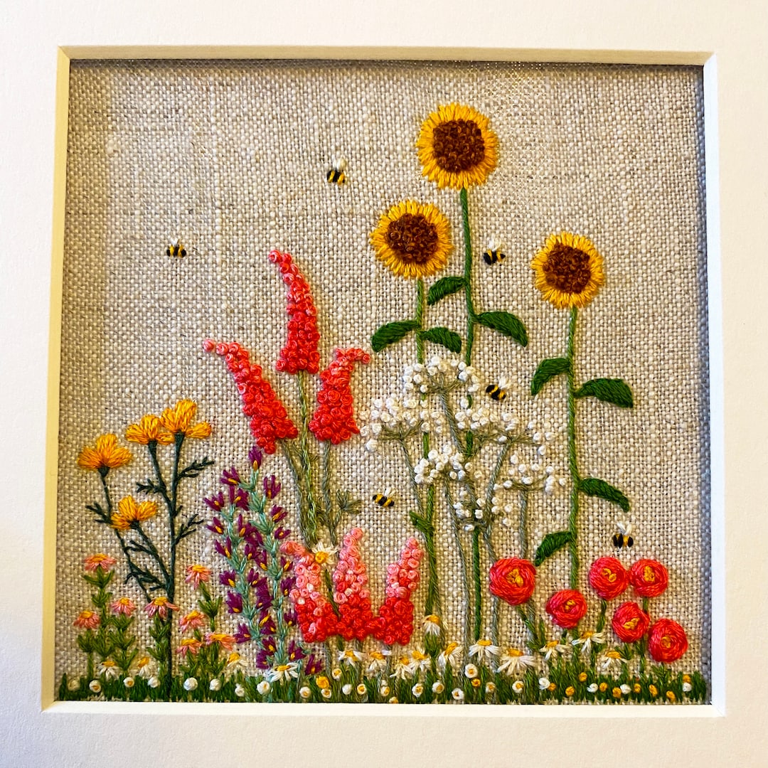 English Cottage Garden Complete Embroidery Kit | Garden Flowers and ...