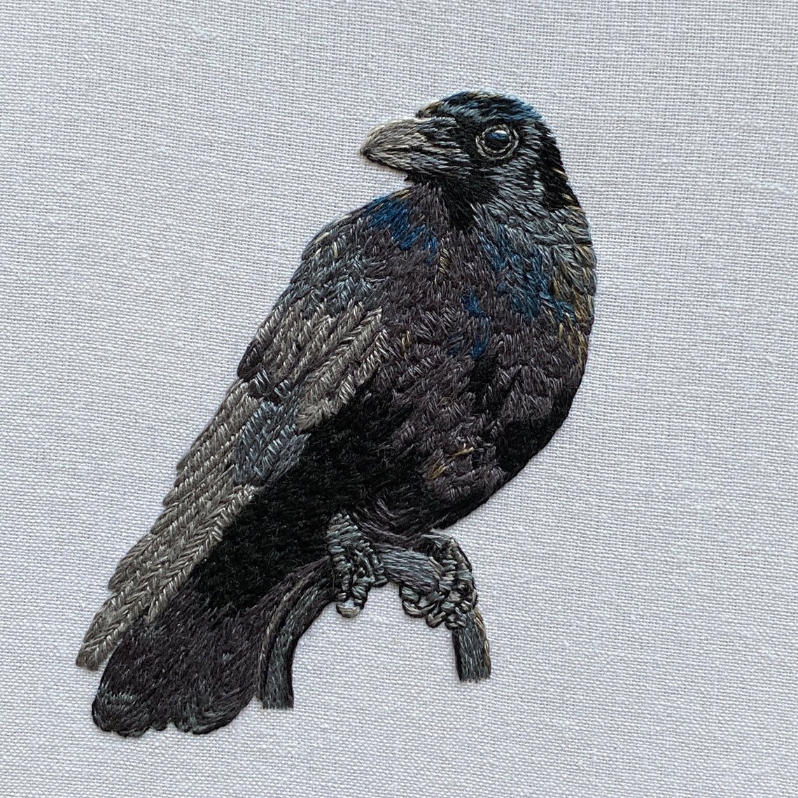 Raven Embroidery Kit: Mercerized Cotton on Linen, 6" Hoop - Etsy