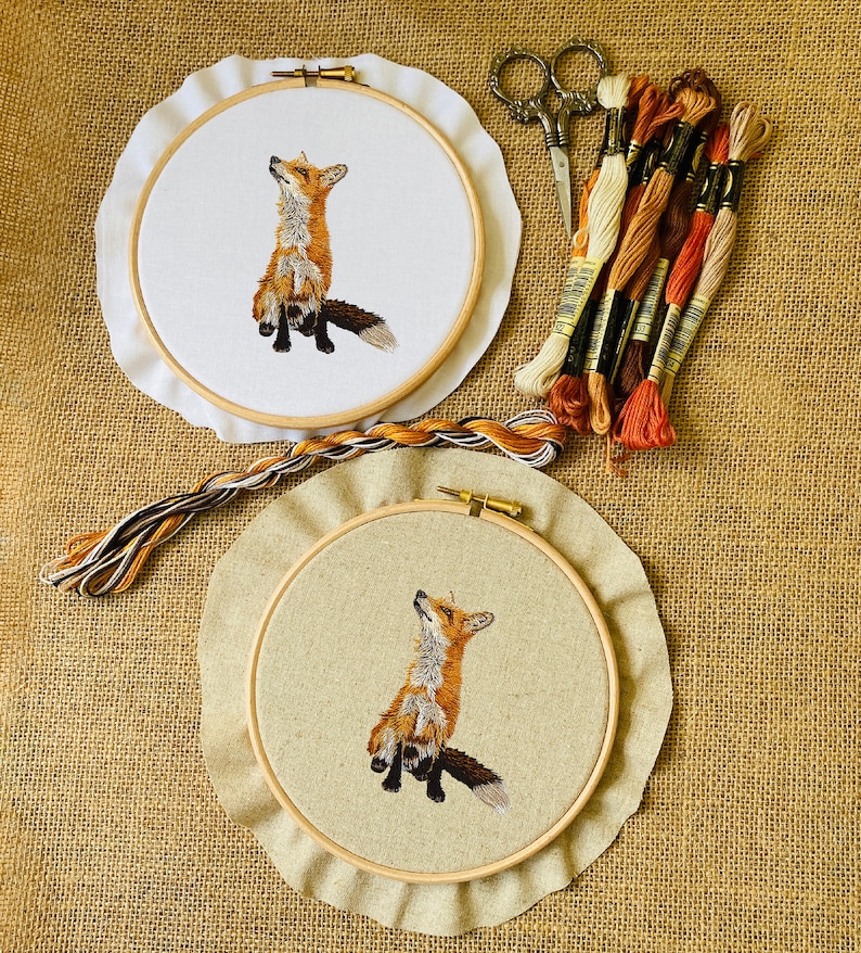 Fox Embroidery Kit: Beginner Sewing With Linen or Cotton - Etsy