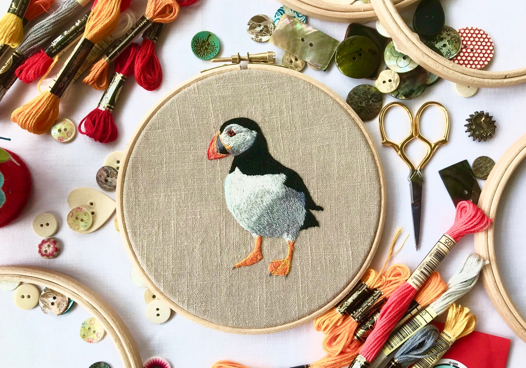 Puffin Embroidery Pattern Fabric Pack, Fabric and Instructions ONLY - Etsy