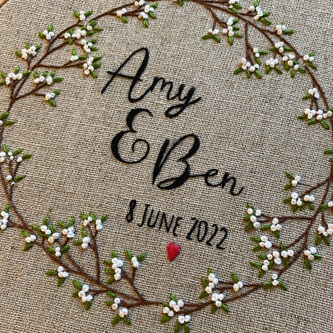 Beginner Wedding Embroidery Kit: Personalised Pre-printed Pattern - Etsy