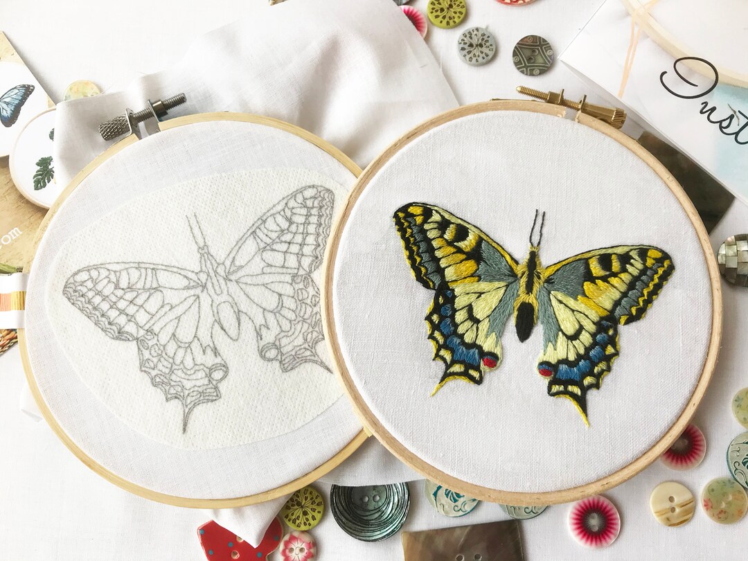 Swallowtail Butterfly Embroidery Pattern Fabric Pack, Fabric and ...