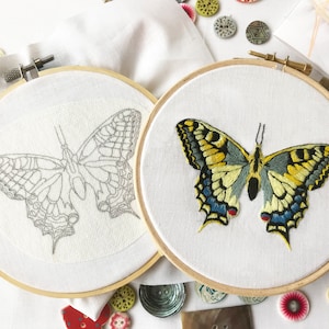 Swallowtail Butterfly Embroidery Pattern Fabric Pack, Fabric and ...