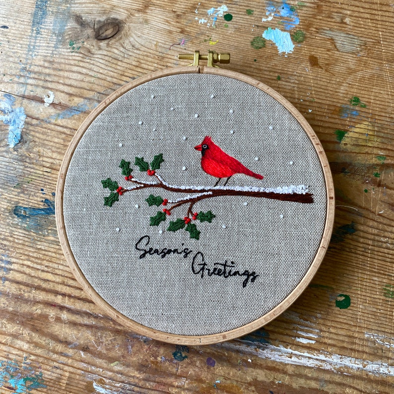 Christmas Cardinal Embroidery Kit: Beginner DIY Craft - Etsy
