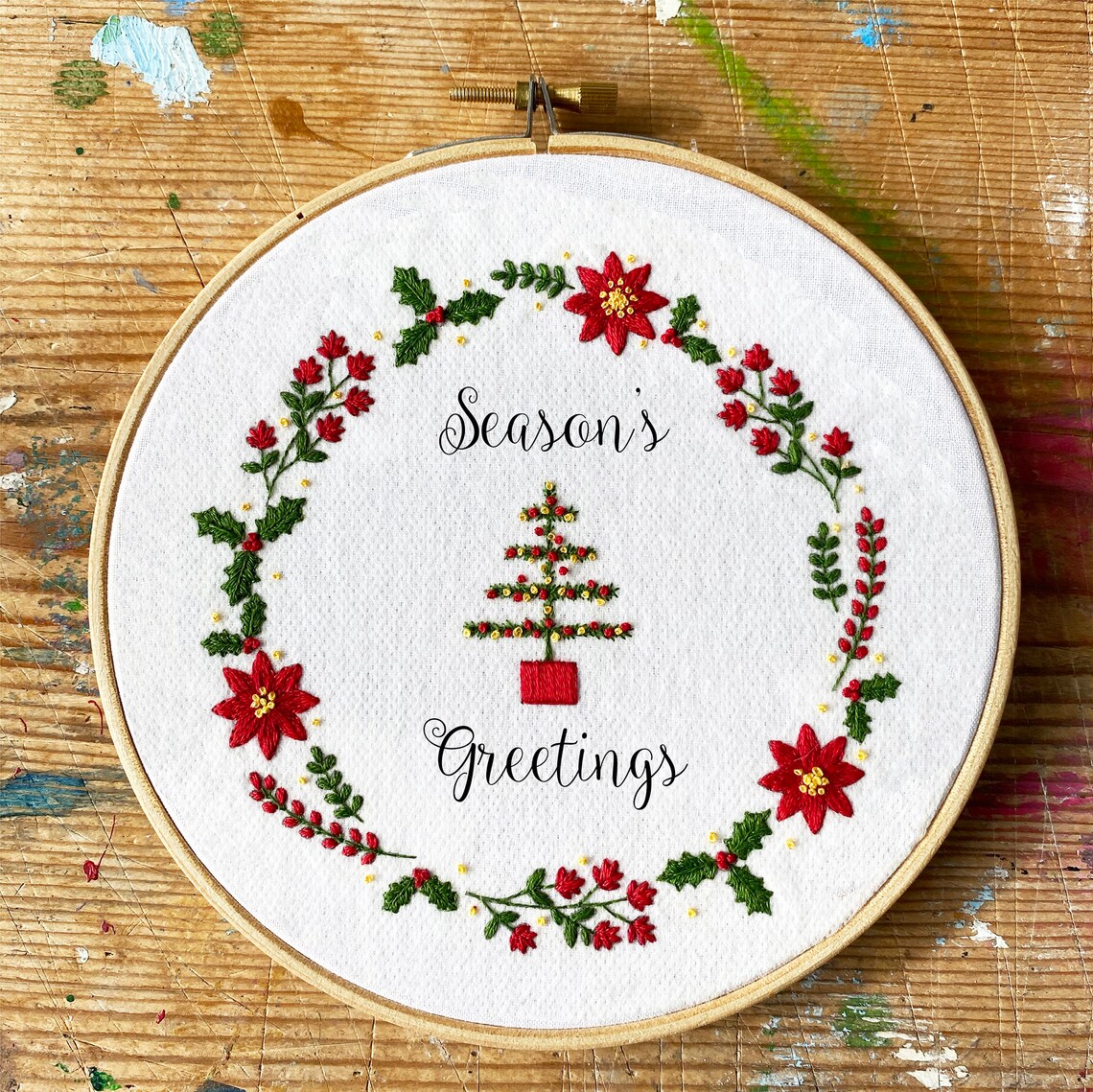 Floral Christmas Tree Embroidery Kit: DIY Wreath Pattern - Etsy