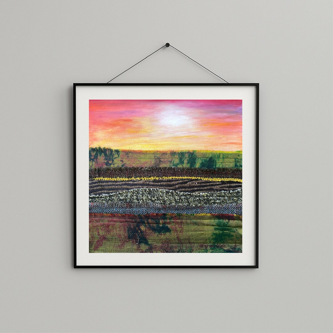 Textile Landscape Sunset Artwork | Original Textile Landscape Picture ...