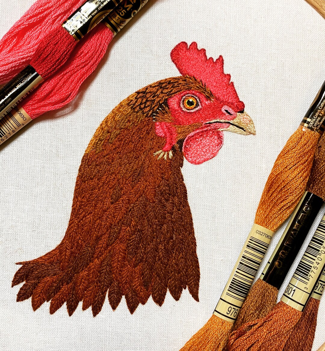 Hen Embroidery Pattern: Step-by-step Instructions (PDF Download) - Etsy
