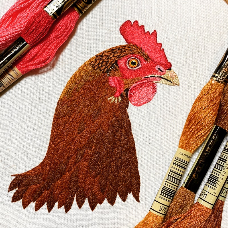 Hen Embroidery - Etsy