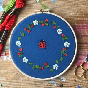Ladybird With Strawberries Embroidery Pattern DOWNLOAD | Downloadable ...
