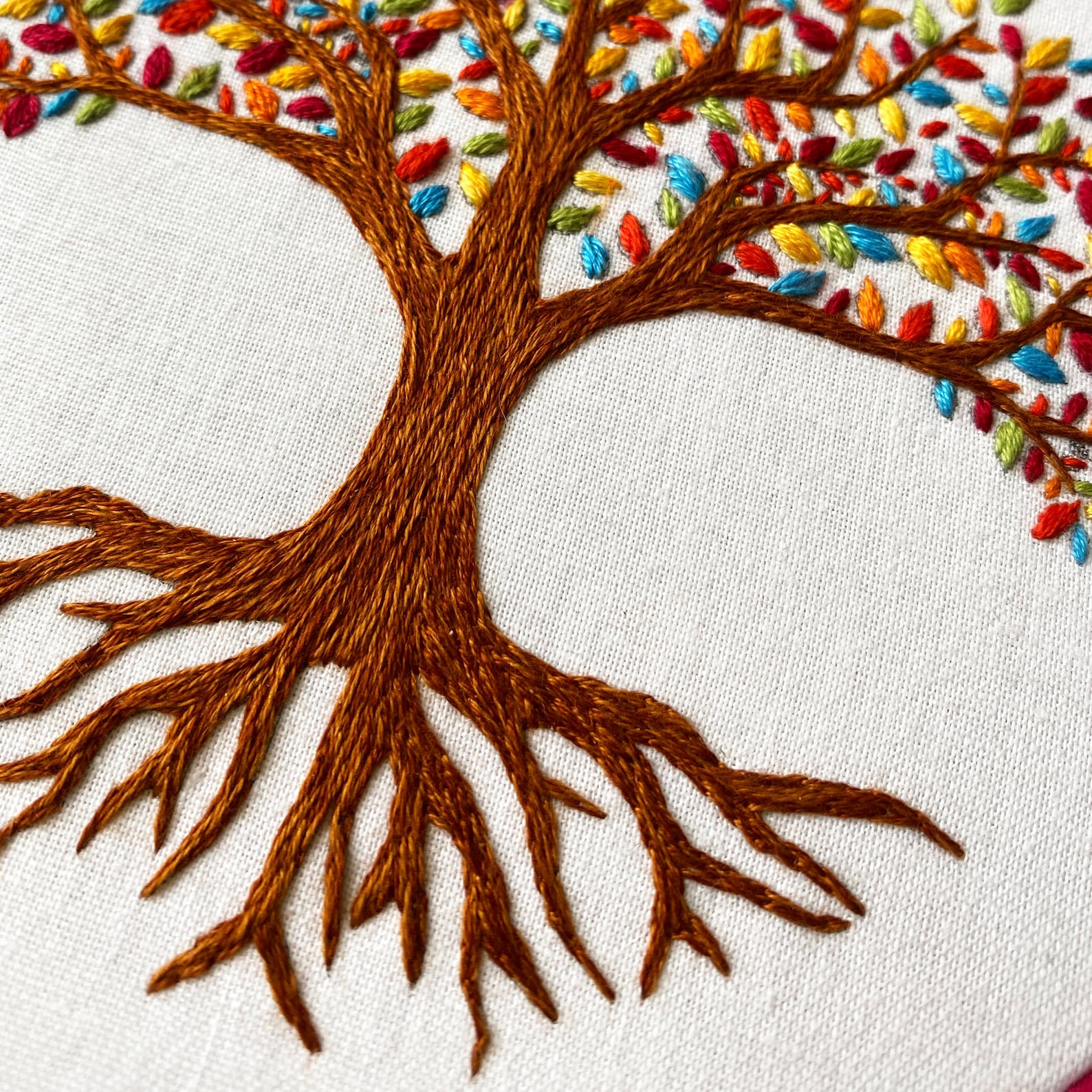 Tree of Life Embroidery Pattern: Rainbow Leaves, Beginner DIY (printed ...