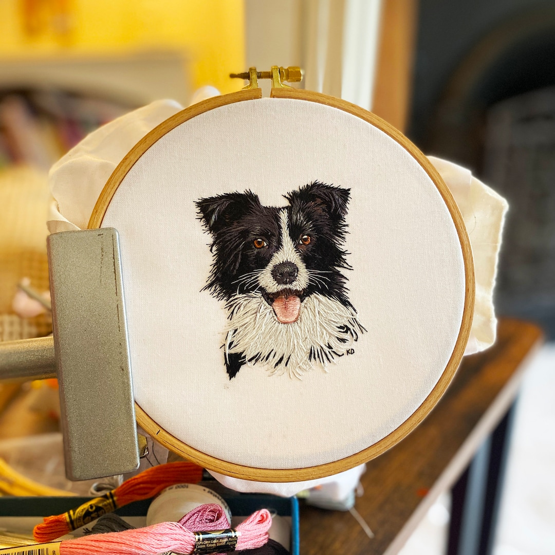 Hand Embroidered Pet Portrait: Custom Animal Embroidery Art - Etsy