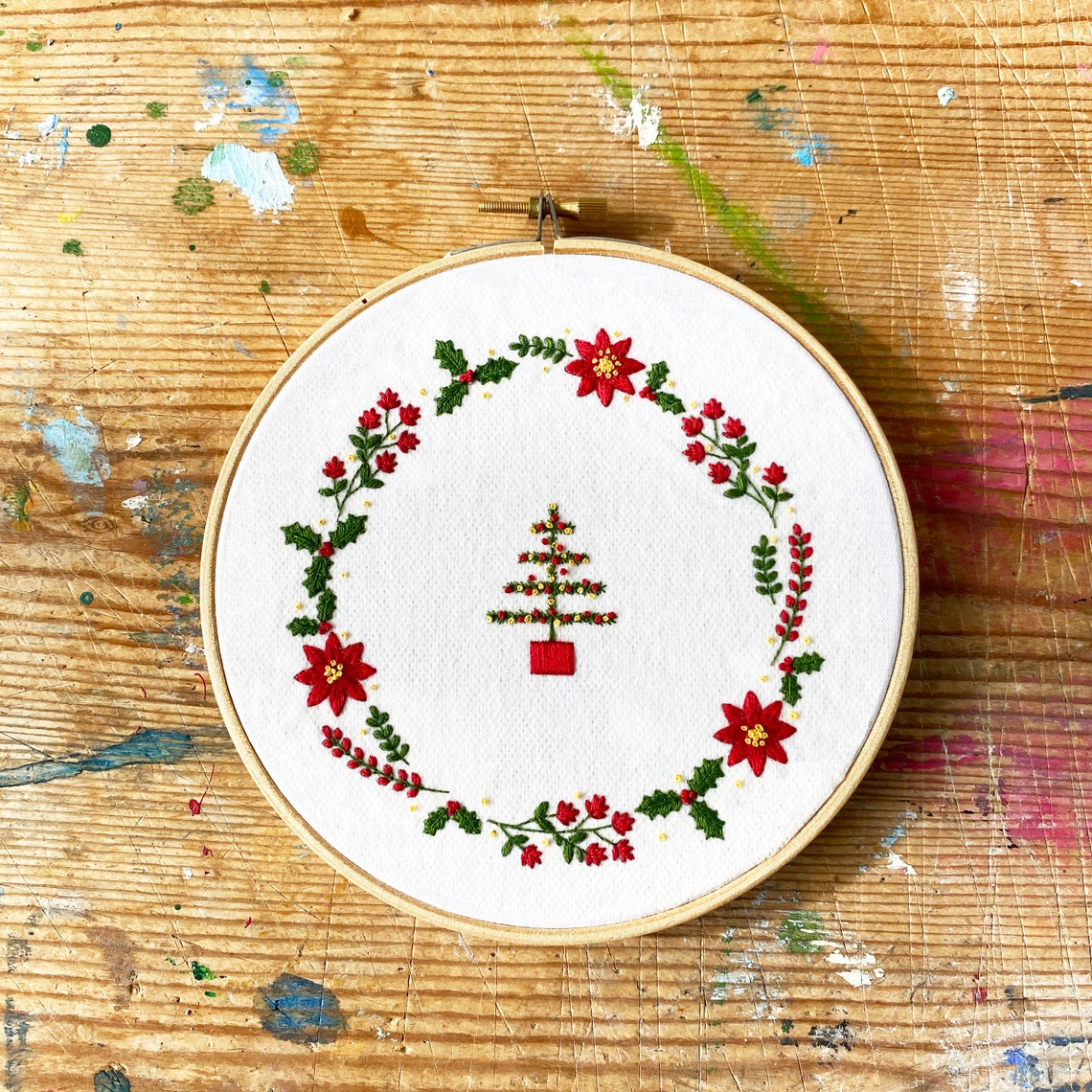 Floral Christmas Tree Embroidery Kit: DIY Wreath Pattern - Etsy