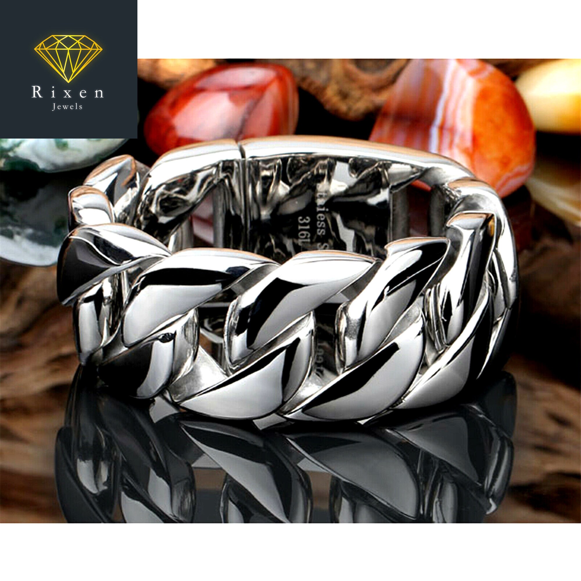 Men's Heavy Metal 32mm Stainless Steel Curb Cuban Link - Etsy UK