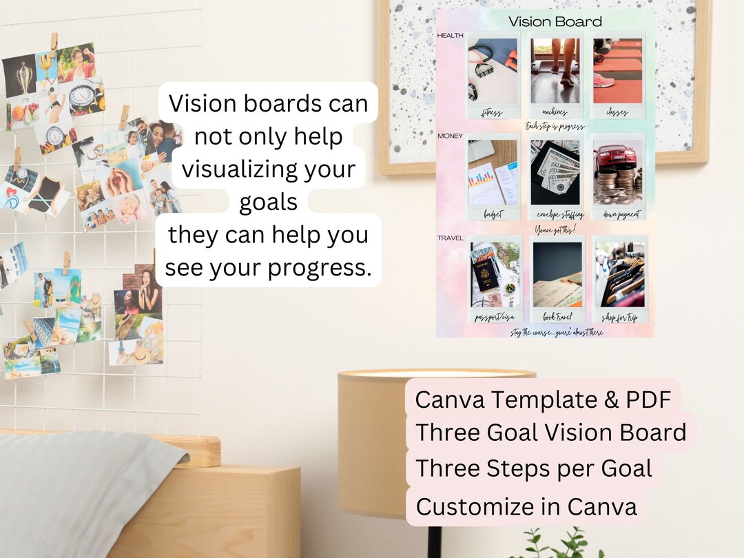 Vision Board With Three Goals, Polaroid-like Style Vision Board, It is ...