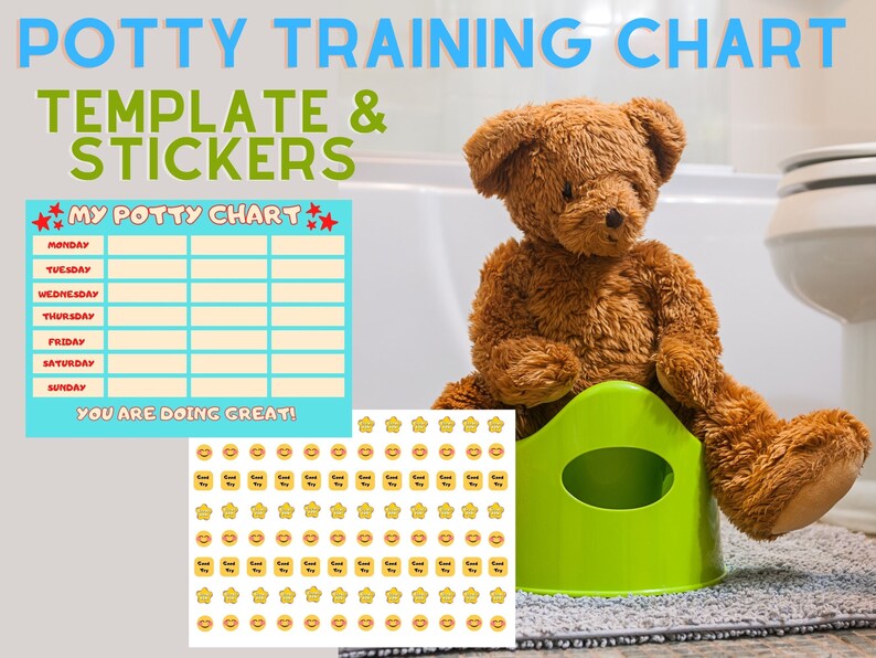 Printable Potty Training Chart With Stickers: Canva Editable (digital ...