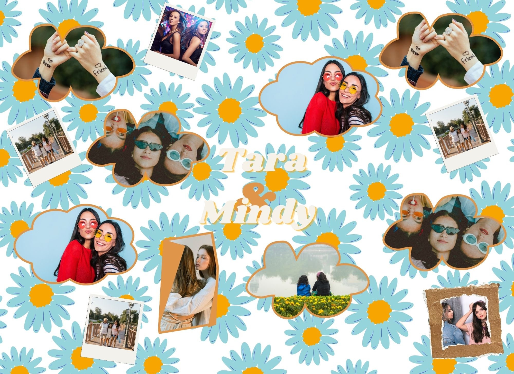 Best Friend Collage SVG Template | Best Friend Tumbler Wrap SVG Canva ...