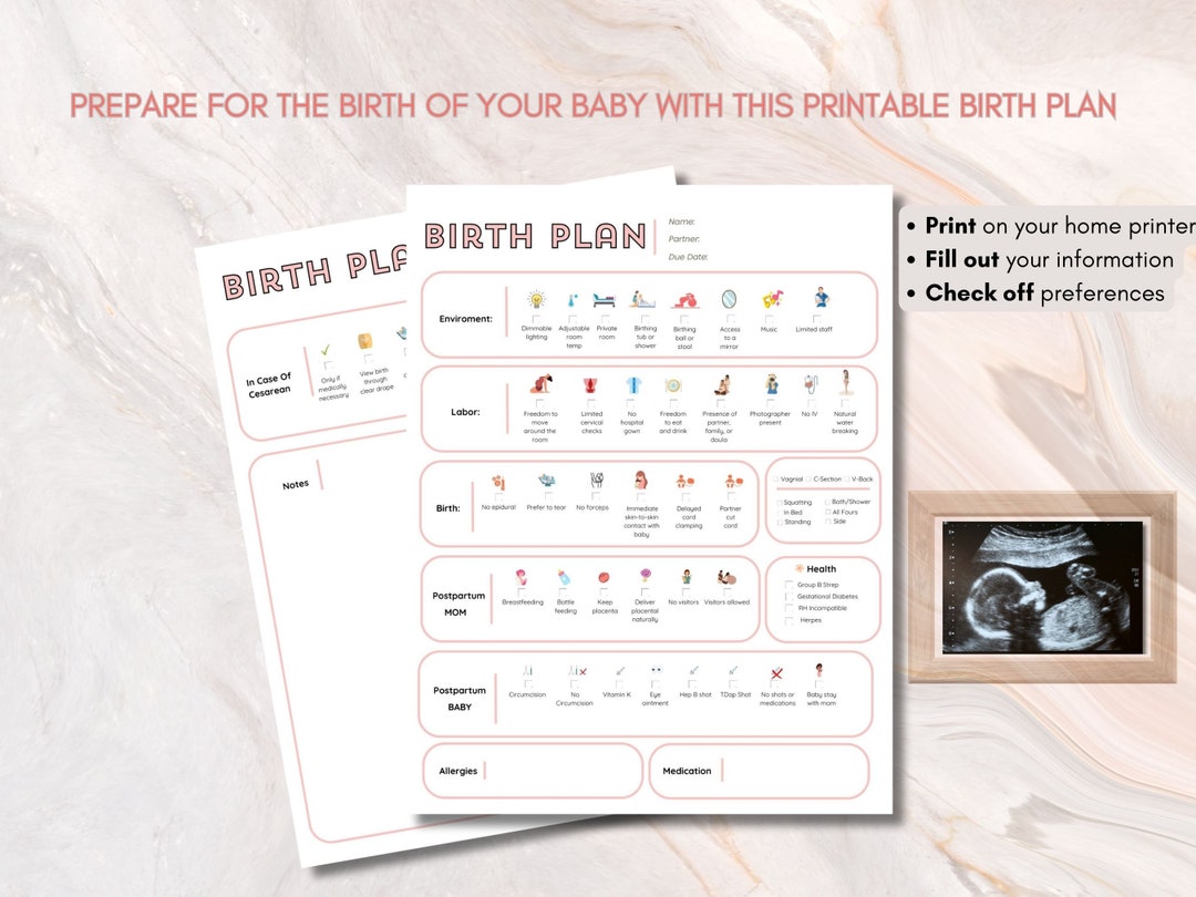 Visual Birth Plan Template: Pregnancy Planner (editable in Canva) - Etsy