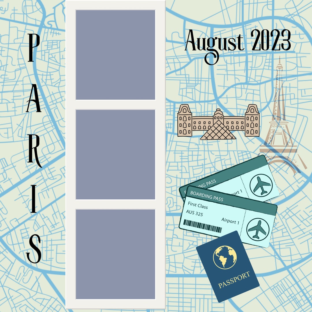 Travel Themed Scrapbook Page Template - Etsy