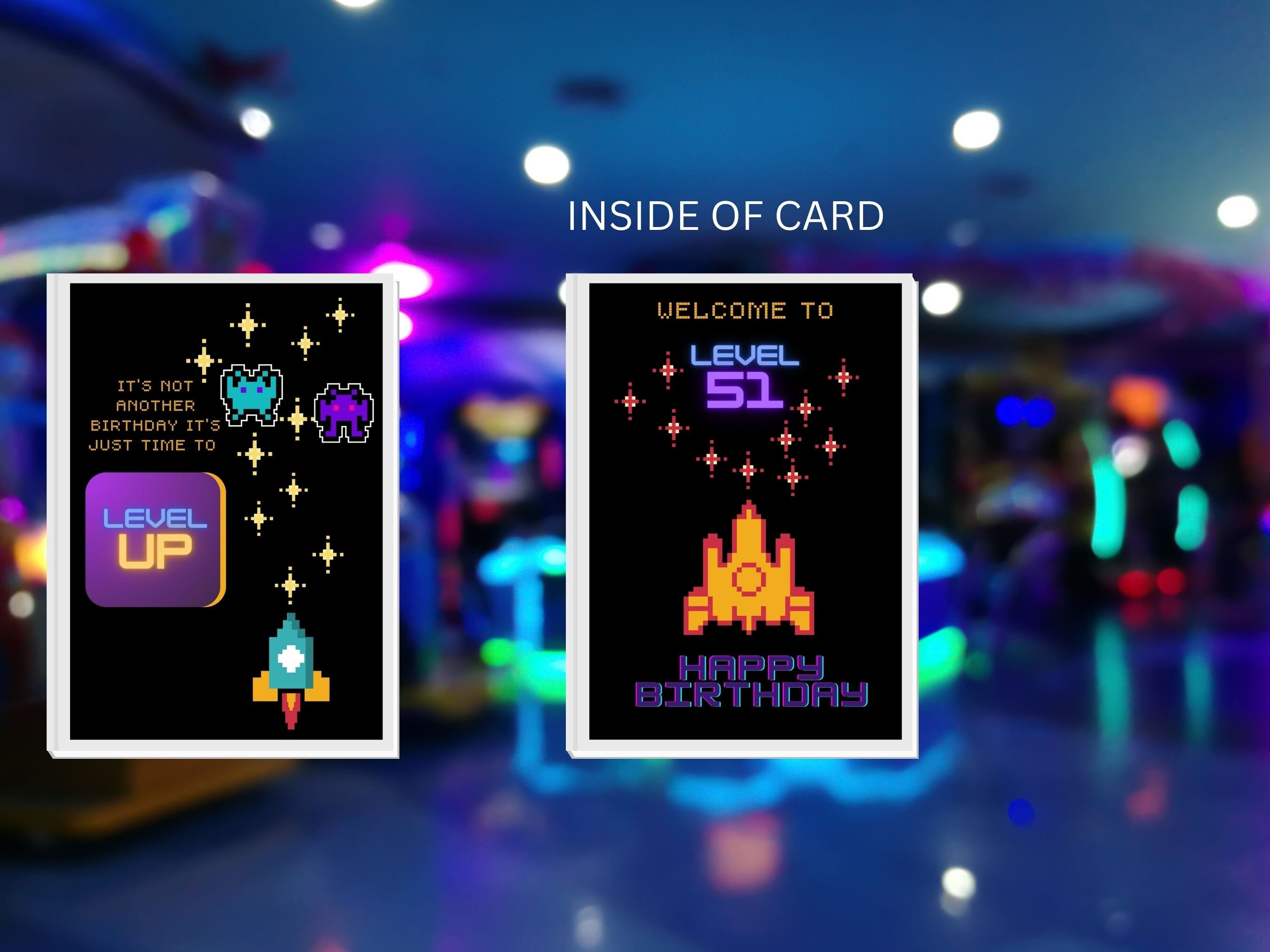 Arcade Theme Birthday Card Template: Customizable 5x7 (digital Download ...