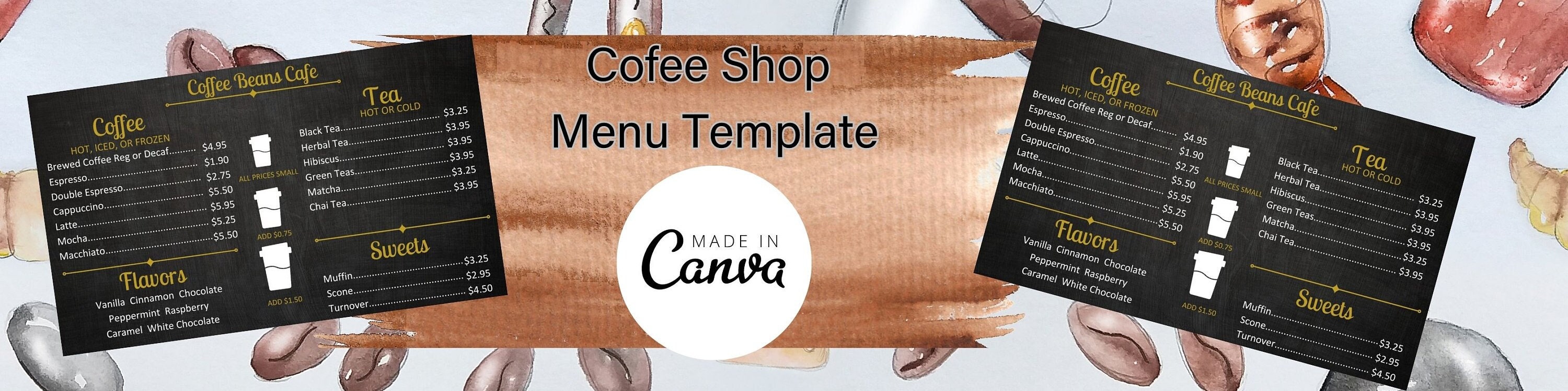 Coffee Shop TV Menu Template: Editable Cafe Menu in Canva (digital) - Etsy