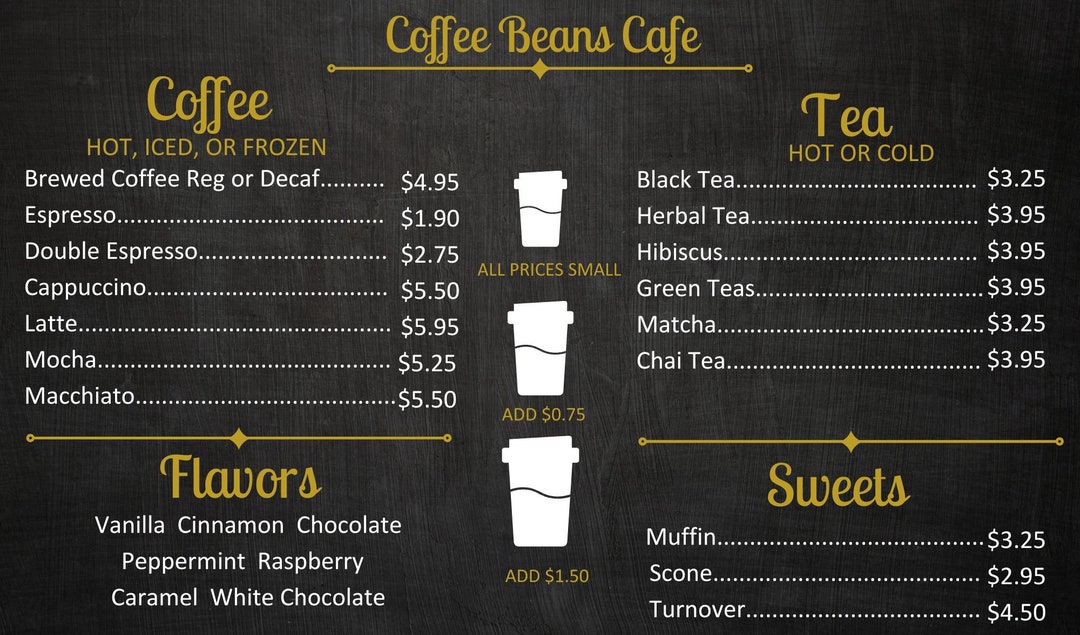 Coffee Shop TV Menu Template: Editable Cafe Menu in Canva (digital) - Etsy