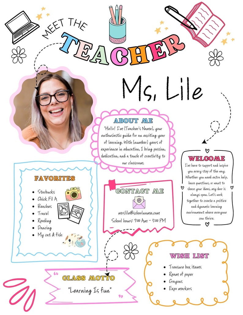 Meet the Teacher, Teacher Template, Back to School Flyer, Teacher ...